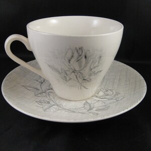 J & G Meakin Cup and Saucer: Sol Pattern Gray Roses, England - Etsy