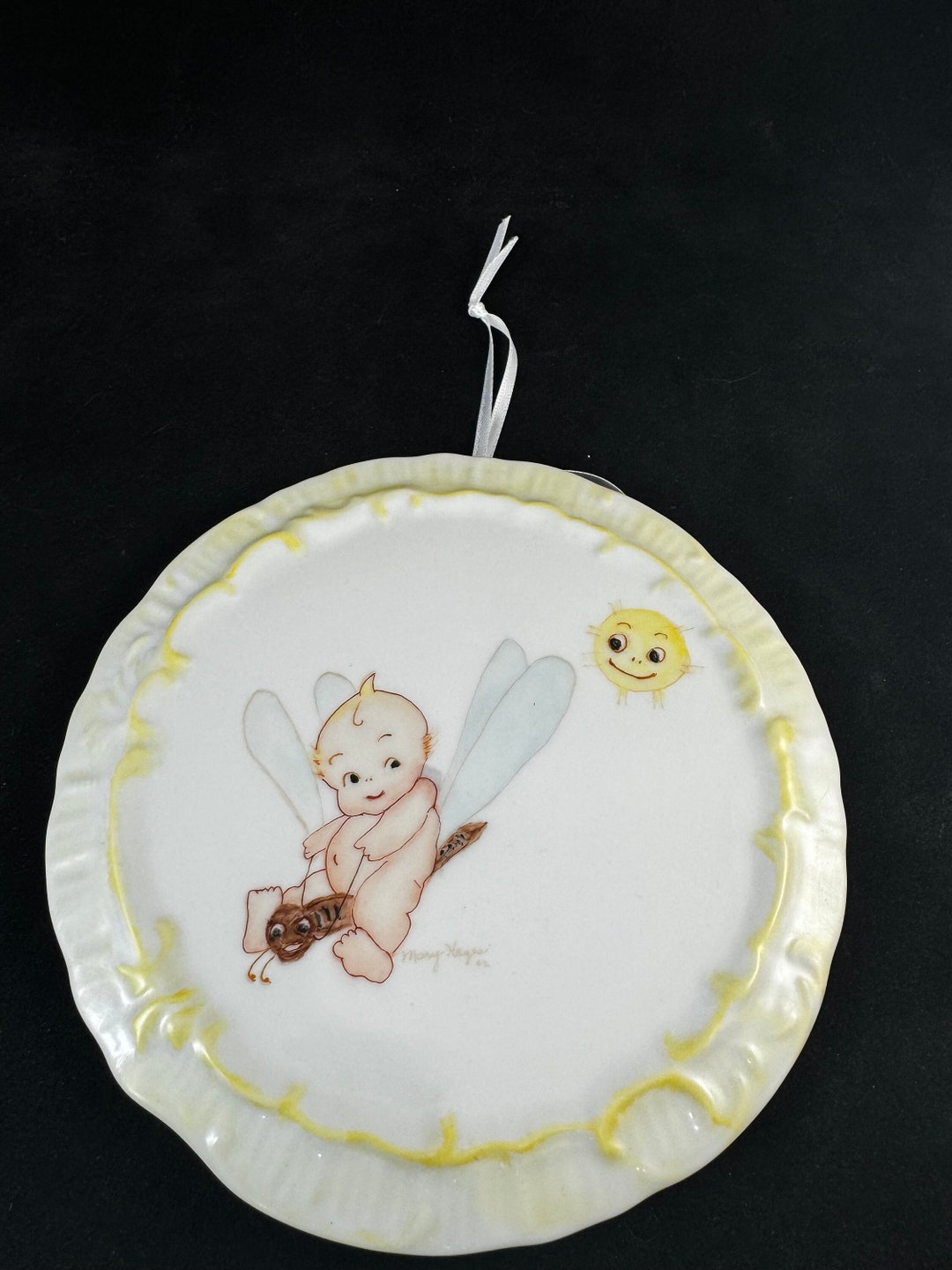 Kewpie Riding Dragonfly Plaque With Sun Smiling Above - Etsy