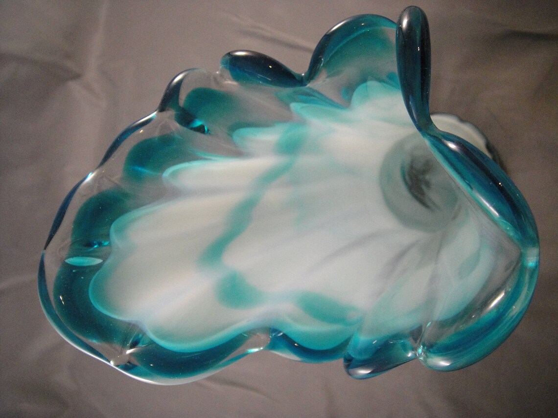 Blue And White Swirl Glass Vase Etsy