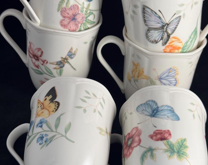 Butterfly Meadow by Lenox Set of 6 Mugs - Etsy