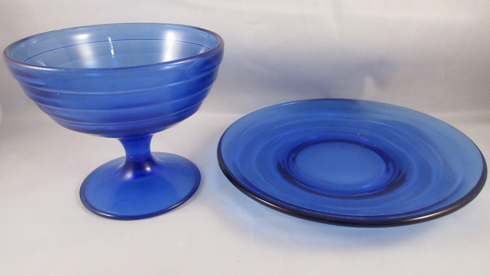 Cobalt Blue Moderntone Depression Glass Sherbet and Saucer - Etsy