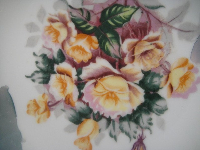 Rose Design Metallic Trim One Handled Bowl Vintage - Etsy