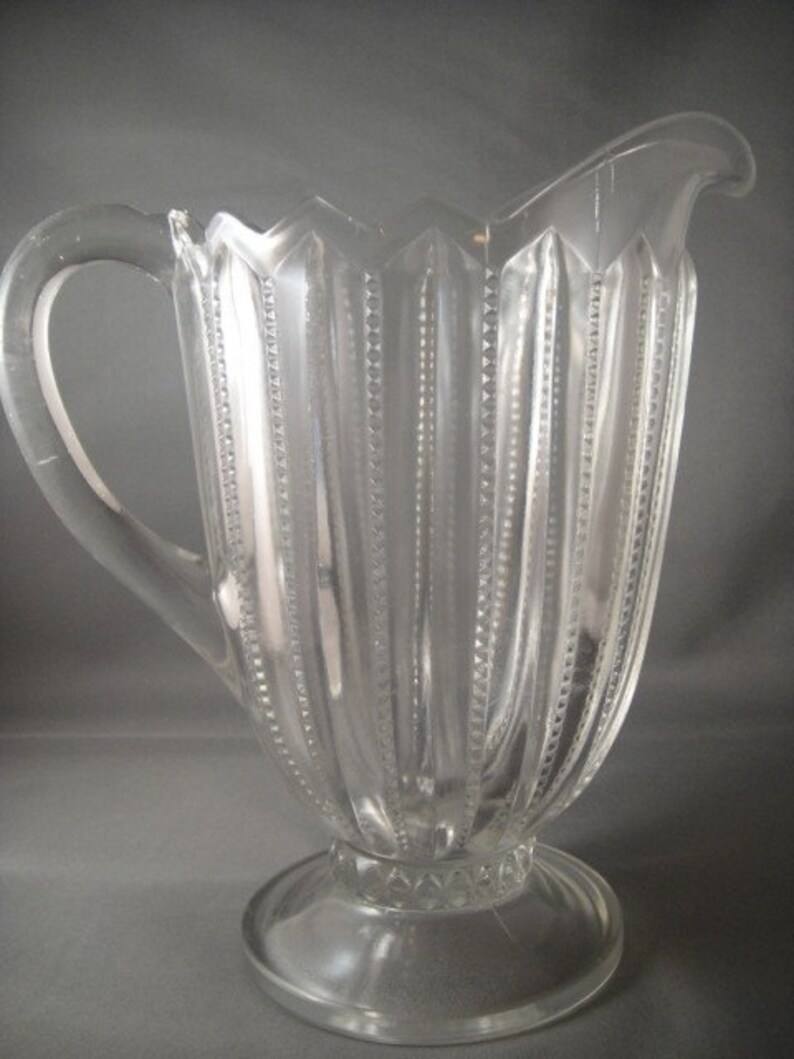 Pitcher EAPG Prism Column Footed US Glass - Etsy