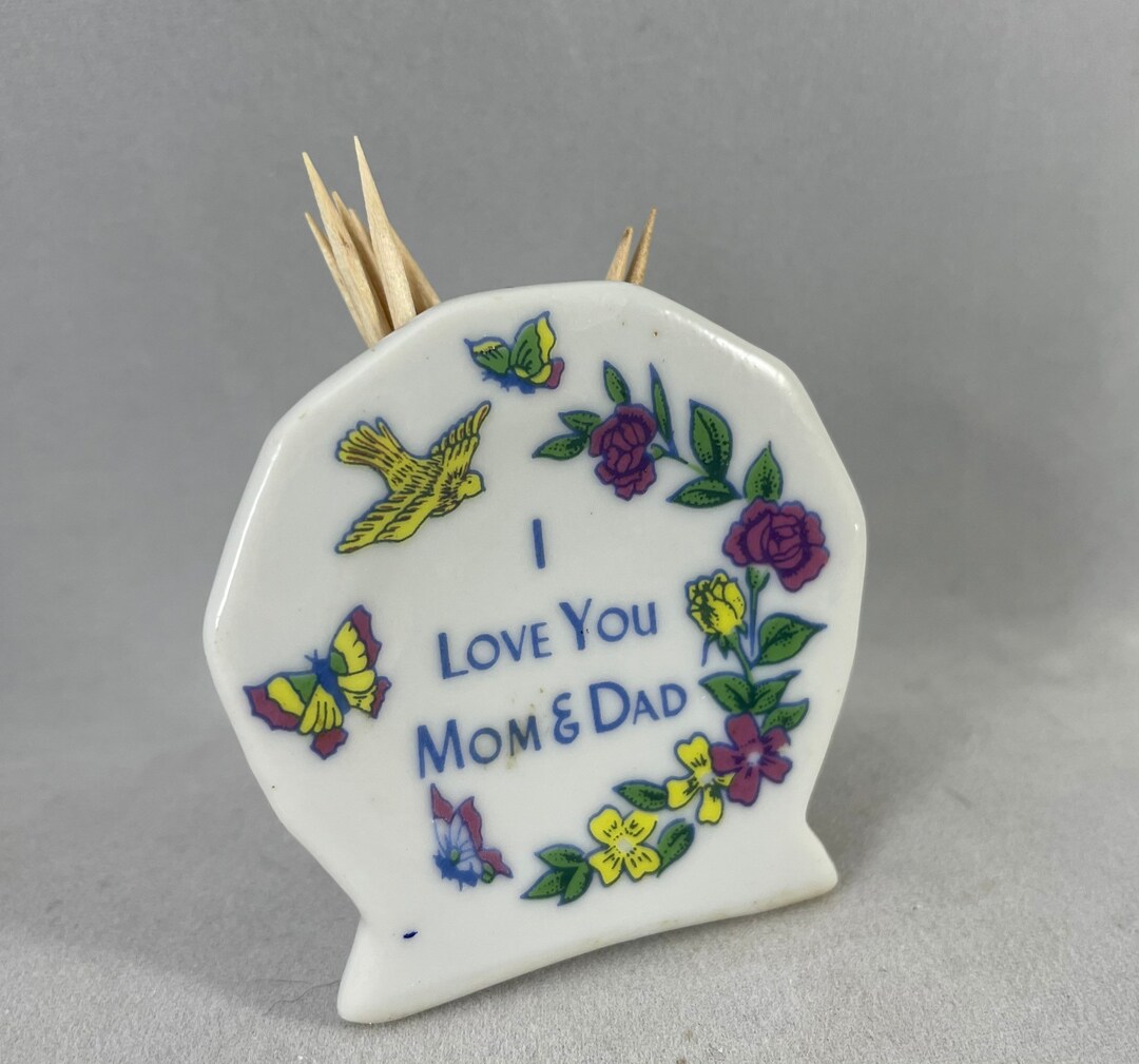 I Love You Mom and Dad China Toothpick Holder - Etsy