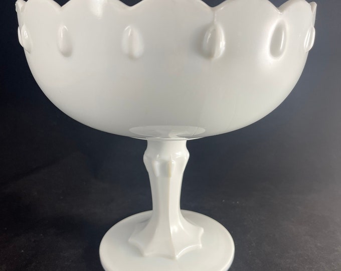 Milk Glass Teardrop Pattern Medium Compote Indiana Glass - Etsy