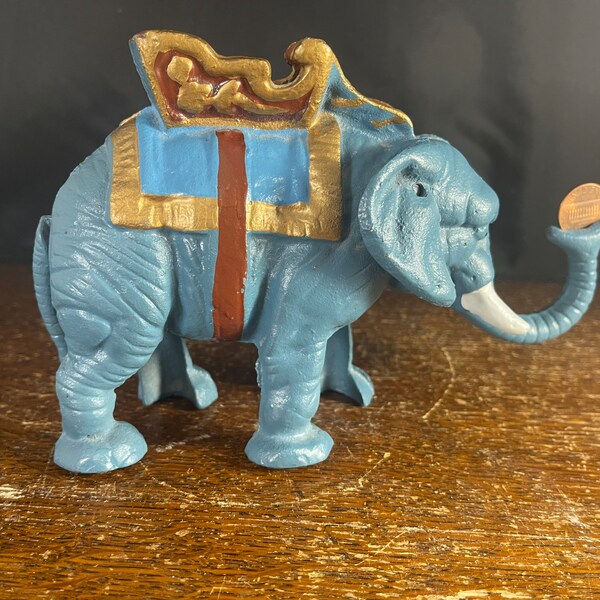 Cast Iron Mechanical Elephant Piggy Bank - Etsy