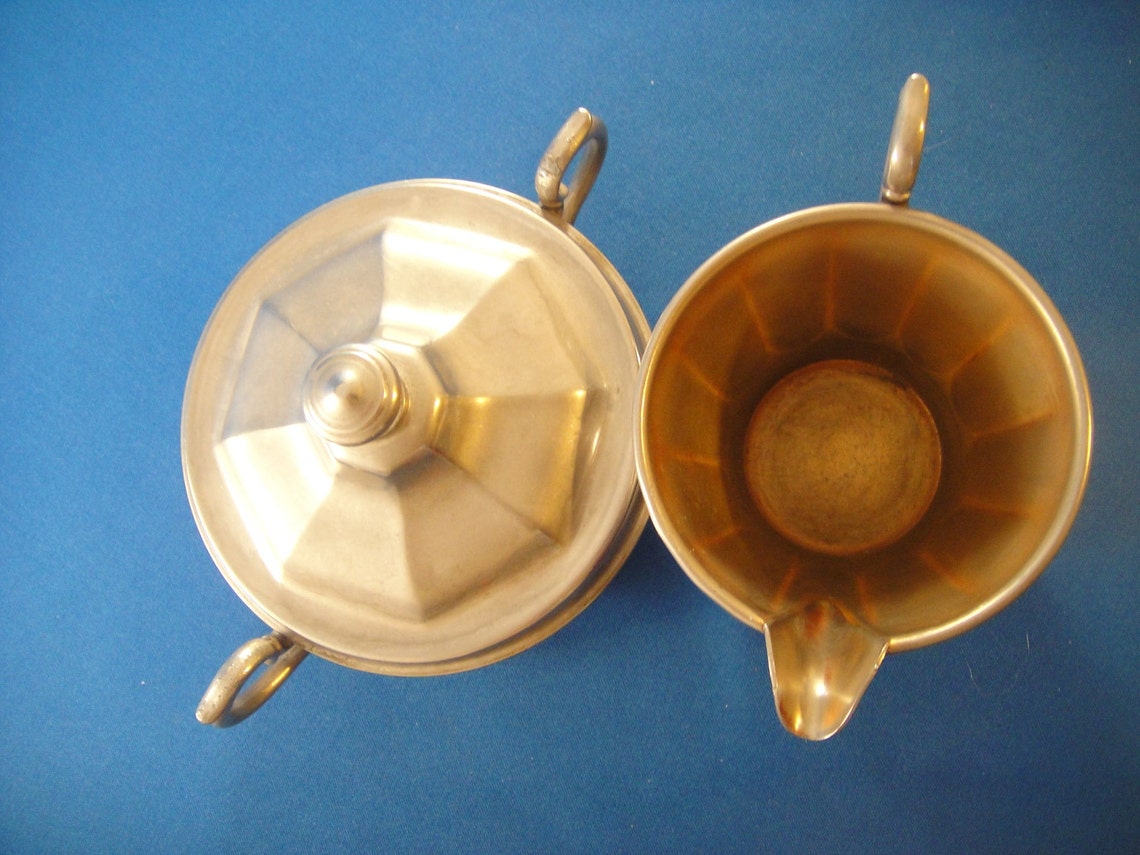 Metal Creamer and Sugar With Lid Set Manning Bowman | Etsy