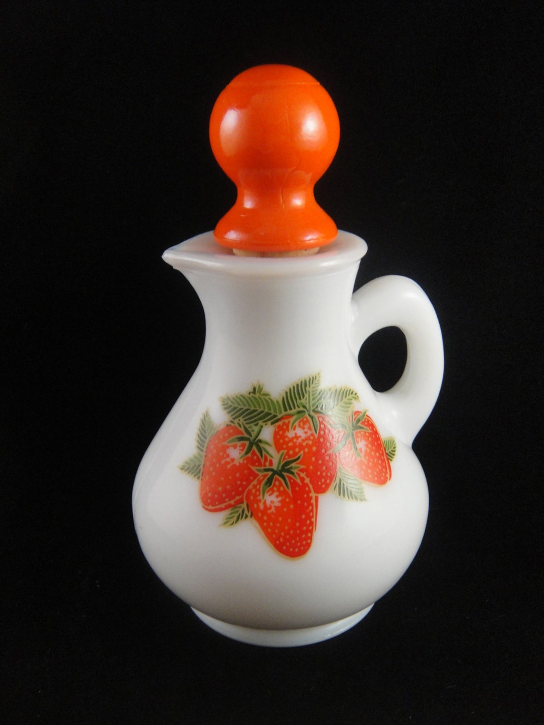 Avon Strawberries and Cream Milk Glass Pitcher Red Lid - Etsy