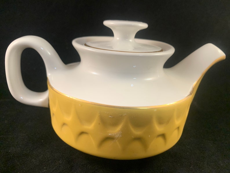 Mayer China Sculptura Pattern White and Mustard Colored Mini Teapot ...
