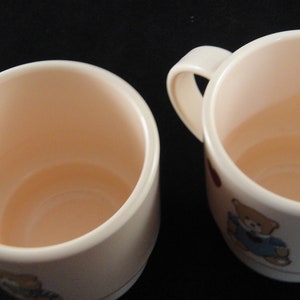 Pink Tupperware Mugs With Teddy Bear Designs Pair Two Pink Plastic Mugs ...