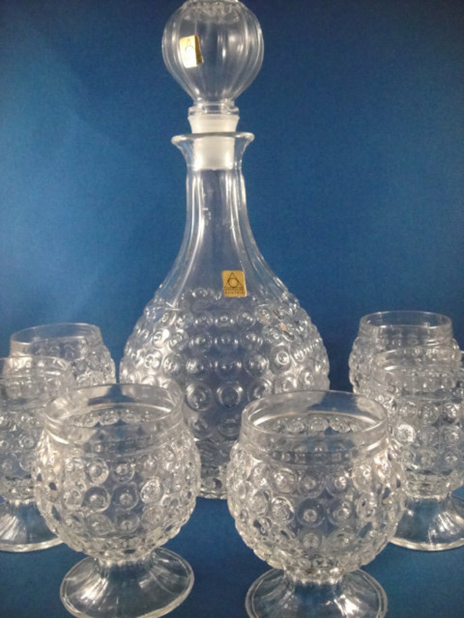 Wine Decanter With 6 Glasses Oberglas Austria With Original - Etsy