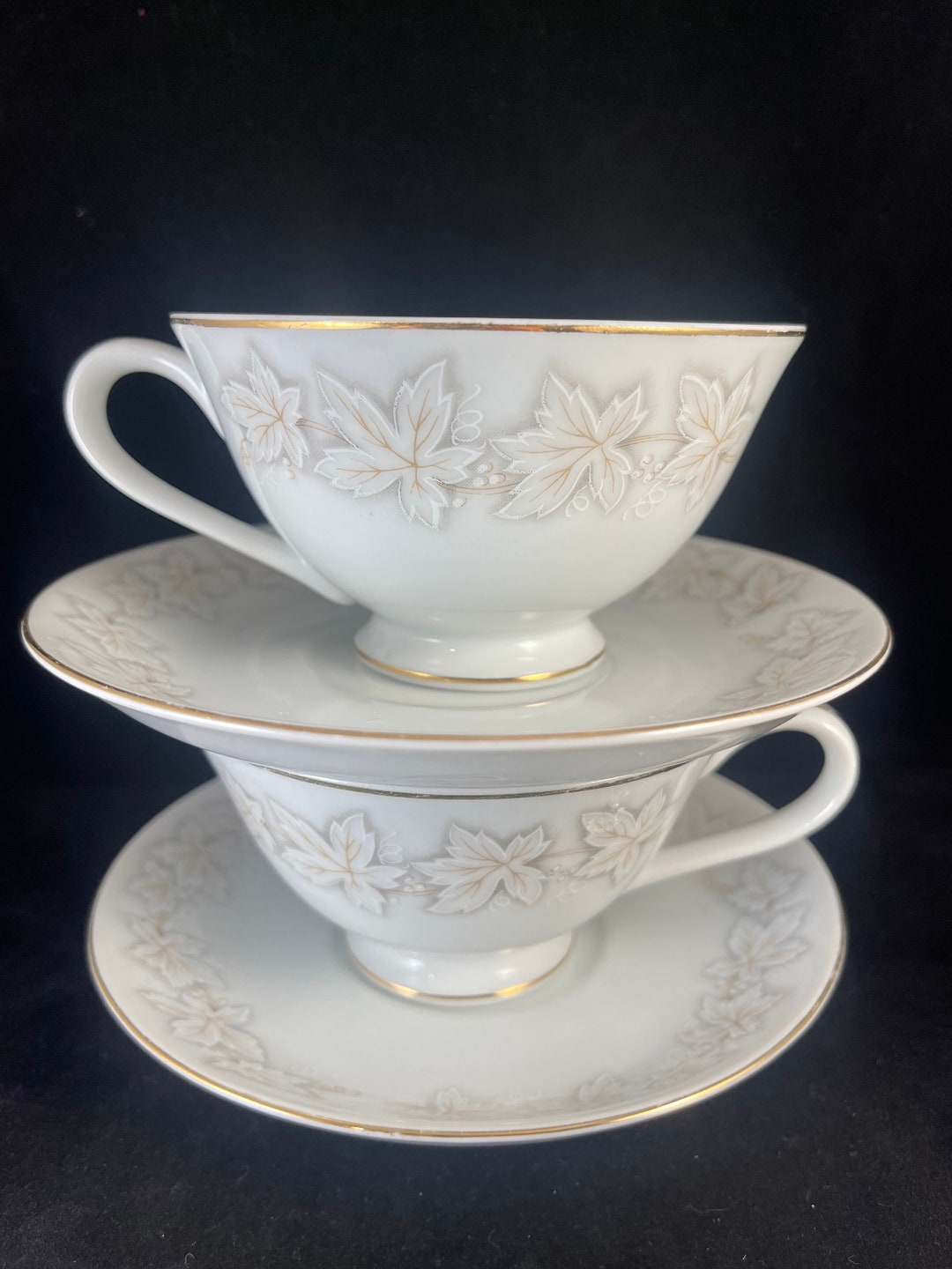 China Cup and Saucer Set of Two Nasco Fine China Aspen Pattern Japan - Etsy