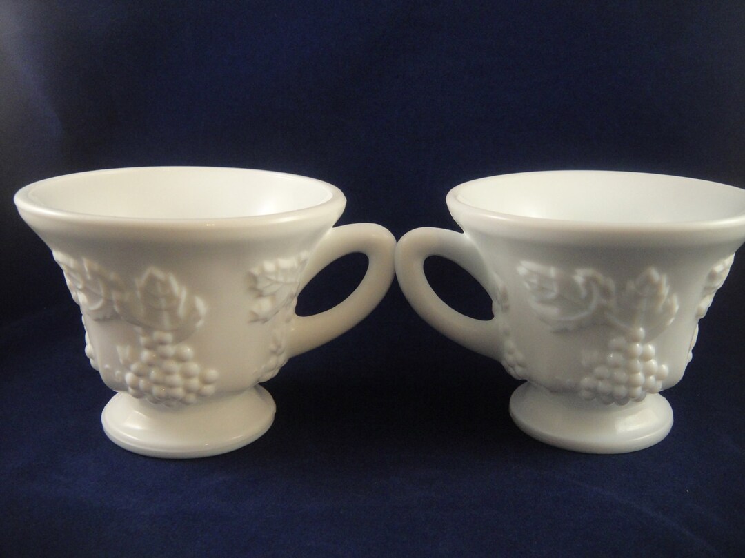 Milk Glass Grape and Leaf Pattern Cups Punch Cups Tea Cups - Etsy
