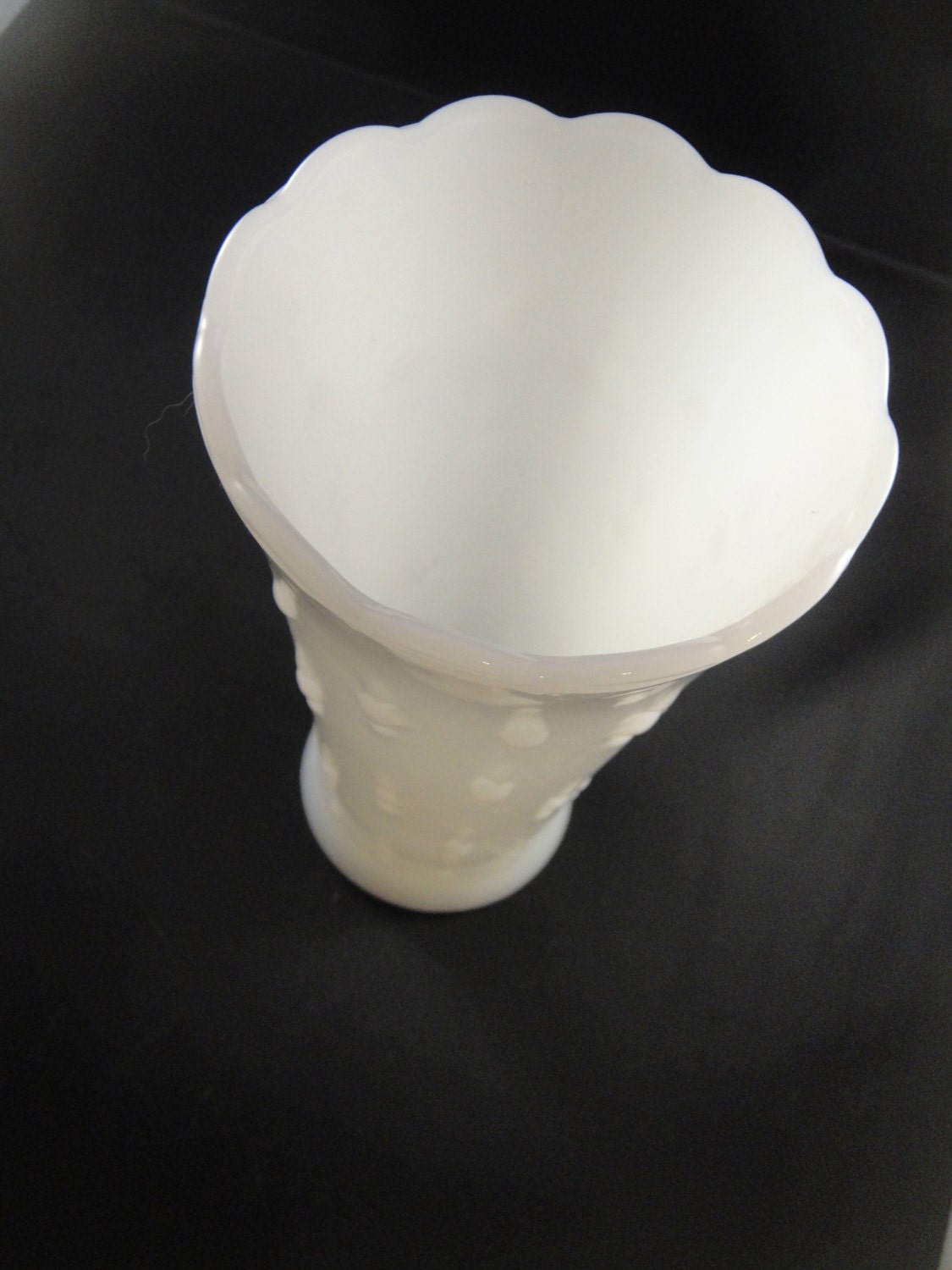 Milk Glass Dots and Arrows Pattern Scalloped Edge Vase - Etsy