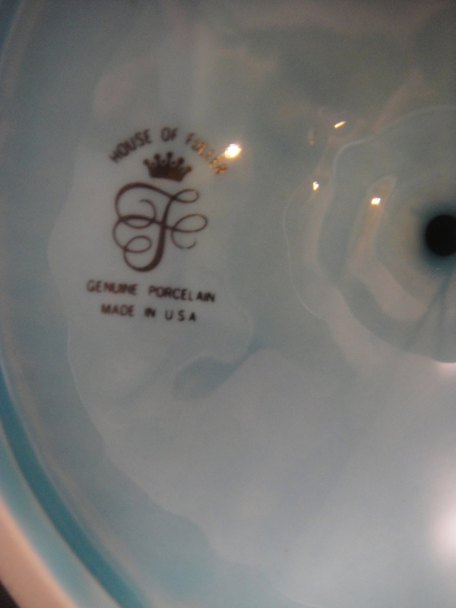 House of Fuller Blue Covered Dish With Raised Rose and Decal | Etsy