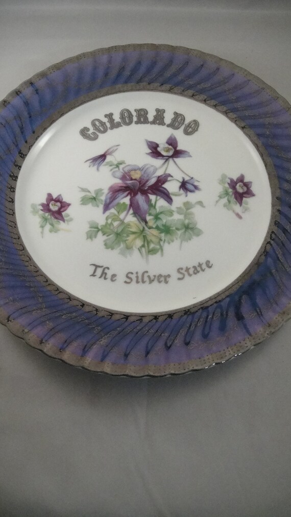 Colorado The Silver State White and Blue Plate Norcrest Fine | Etsy