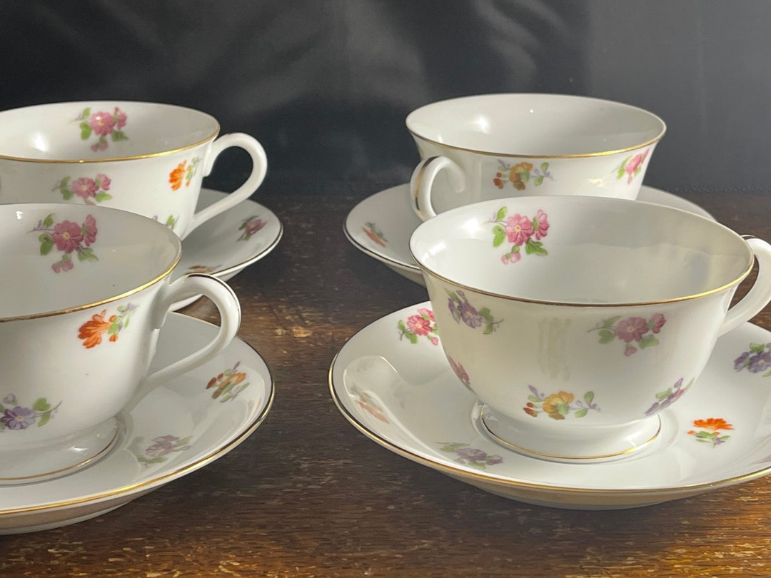 Noritake China Floral Pattern Occupied Japan Set of Four Cups and ...