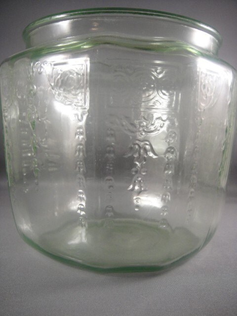 Green Depression Glass Princess Pattern Cookie Jar No Lid - Etsy