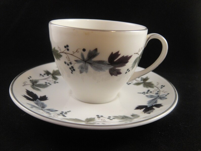 Royal Doulton English Transluscent China Burgundy Pattern Grape Leaves ...