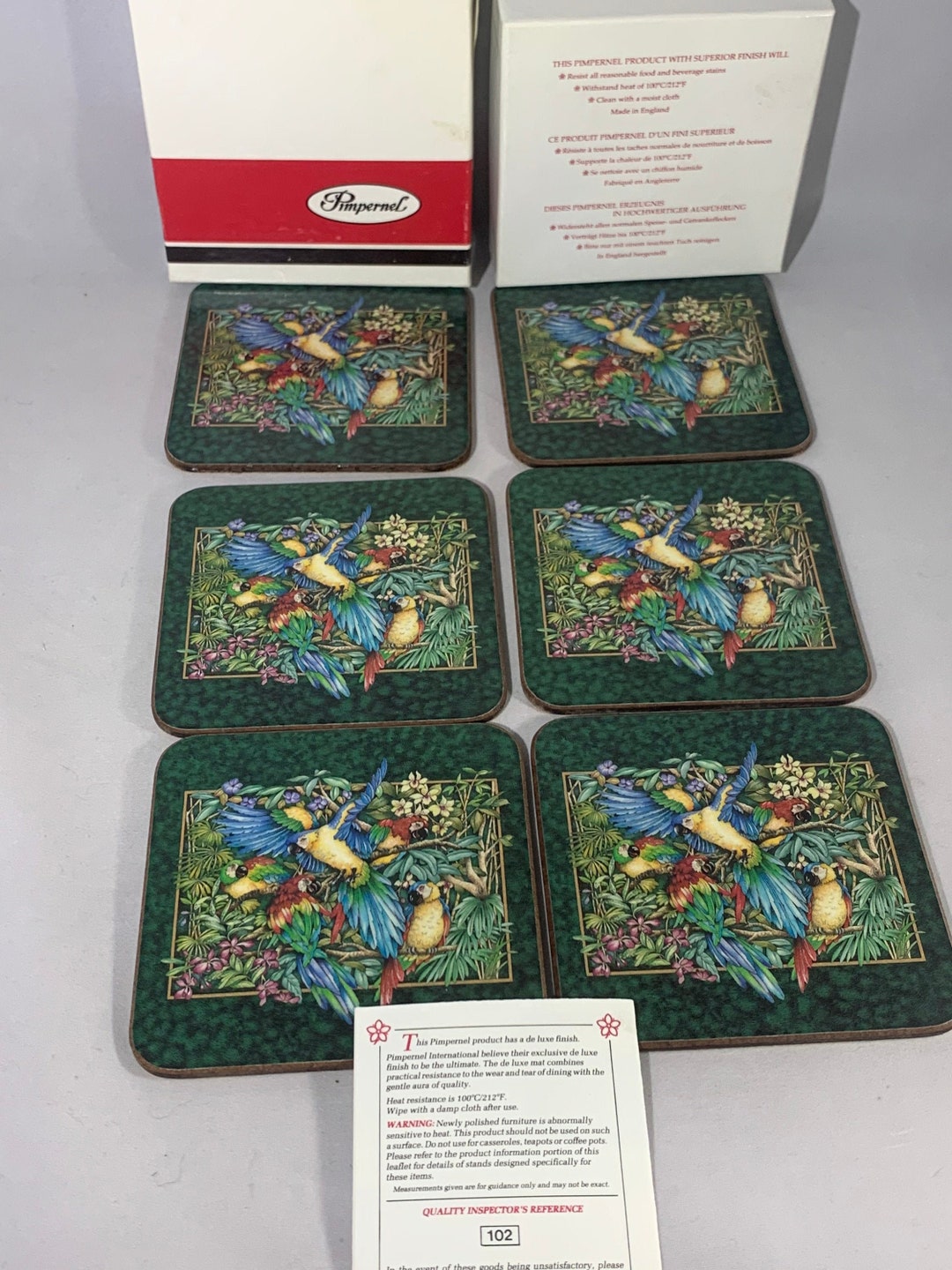 Pimpernel of England Parrot Coasters Set of Six New in Box - Etsy