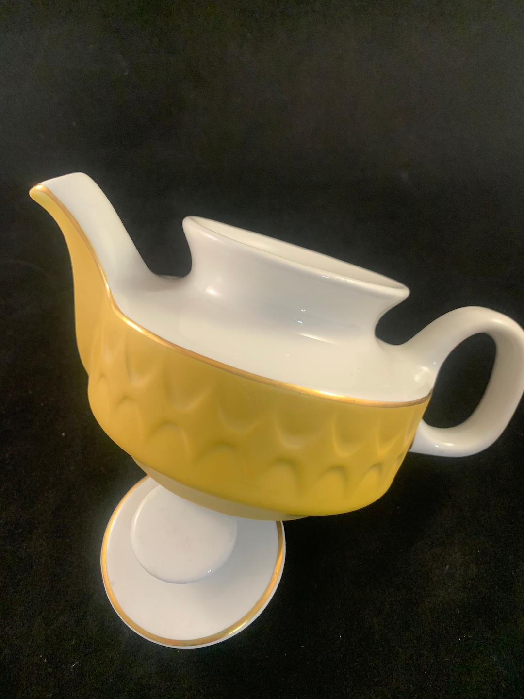 Mayer China Sculptura Pattern White and Mustard Colored Mini Teapot ...