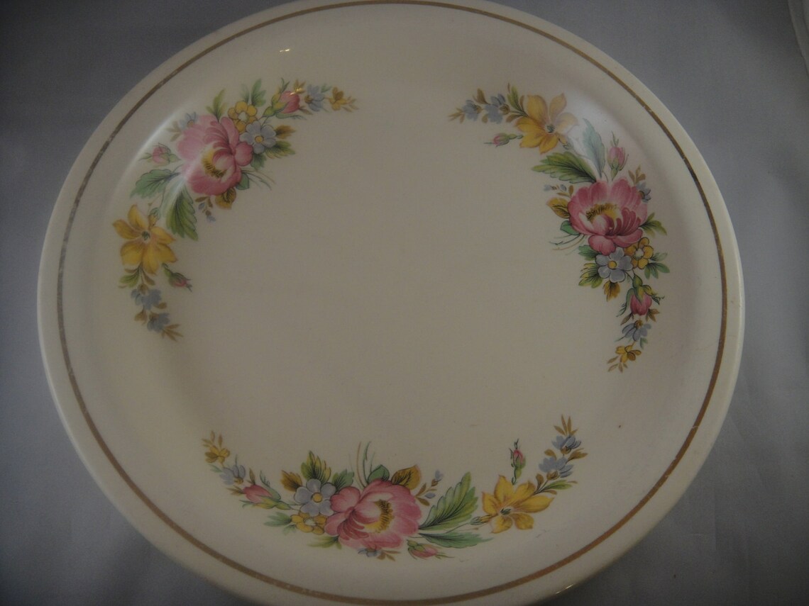 Homer Laughlin Kitchen Kraft Spring Leaf Pattern Shallow Ovenware Bowl ...