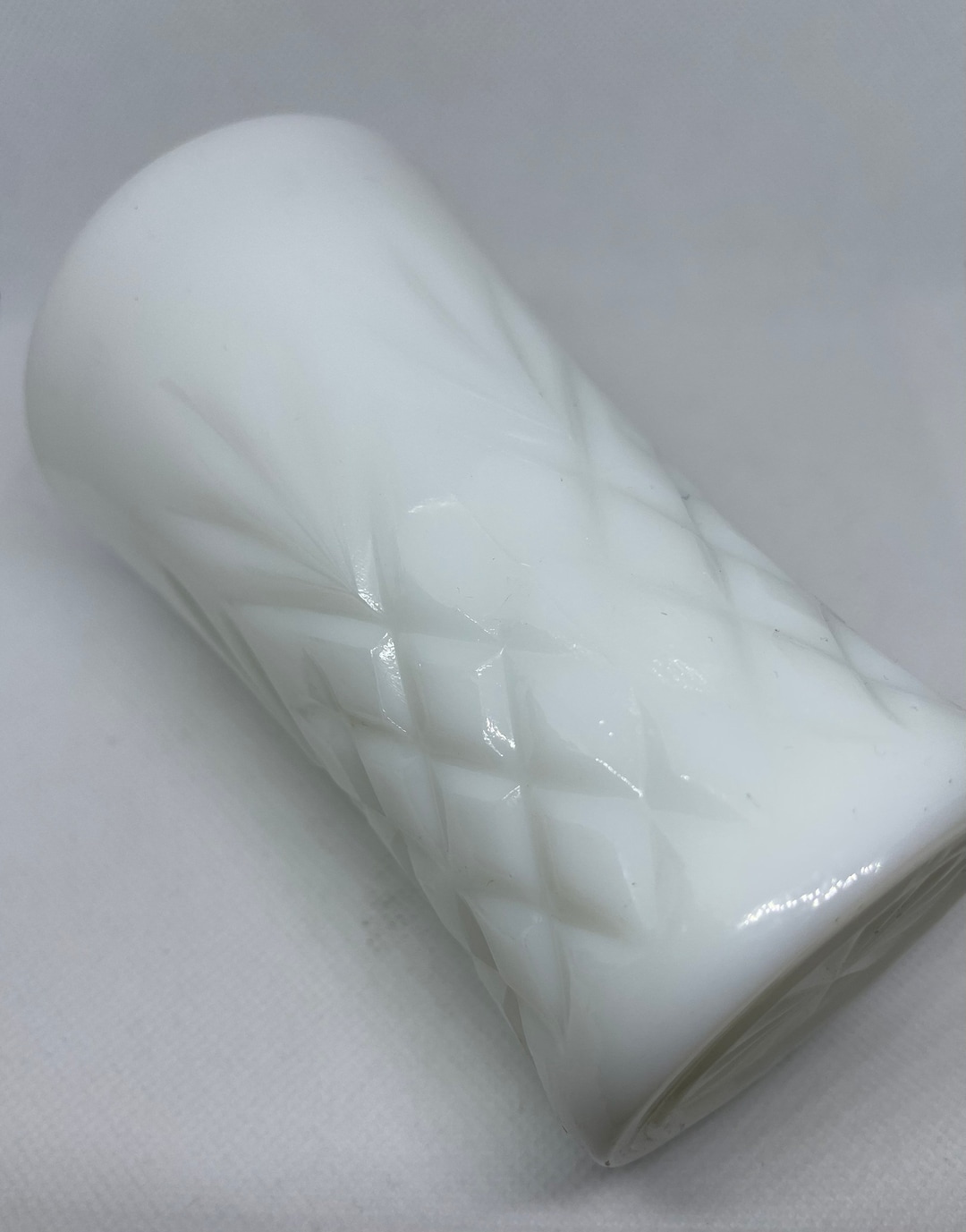 Milk Glass Vase Starburst Diamond Pattern -2 Available - Etsy