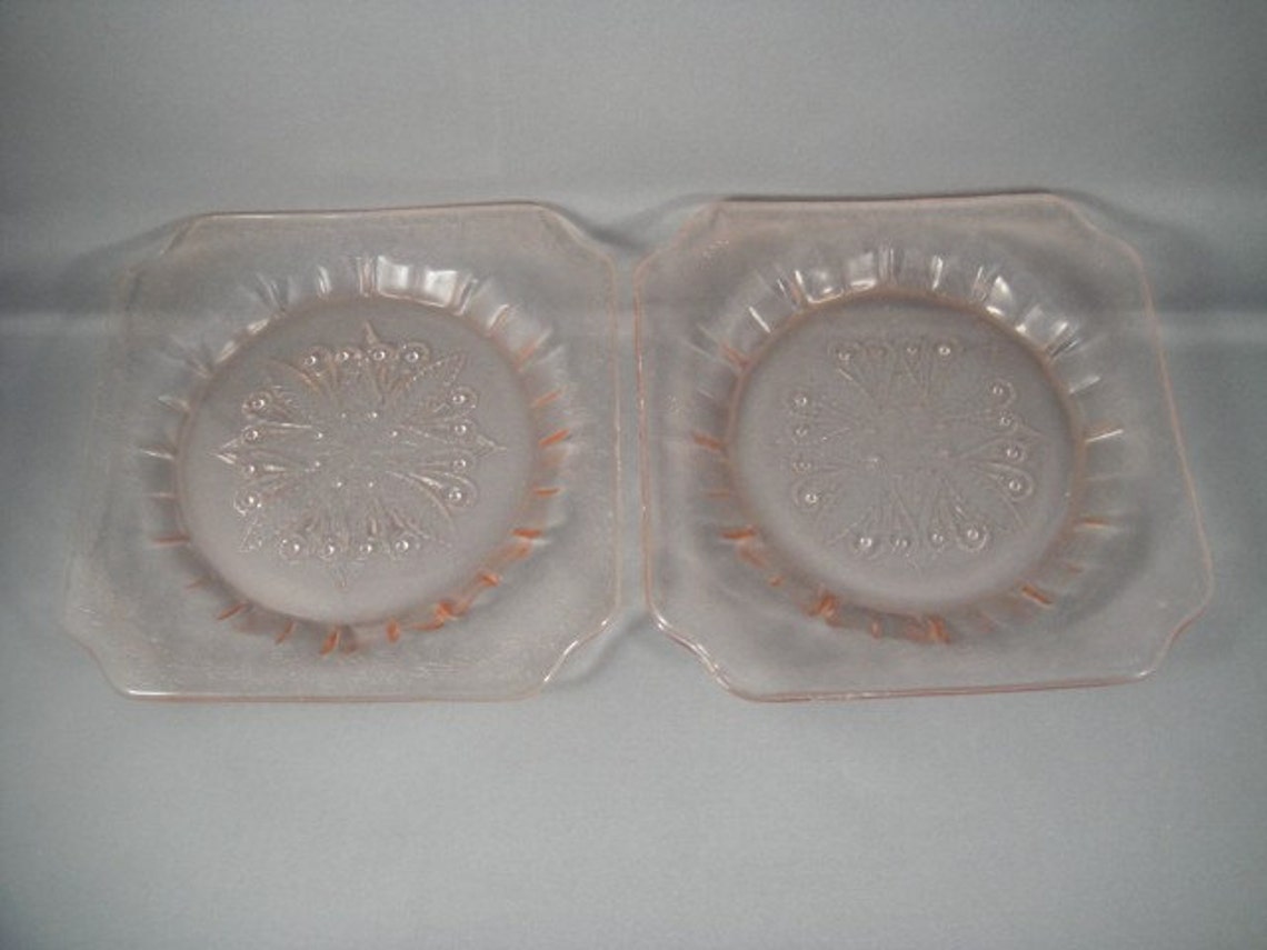 Pink Depression Glass Adam Pattern Saucers - Etsy