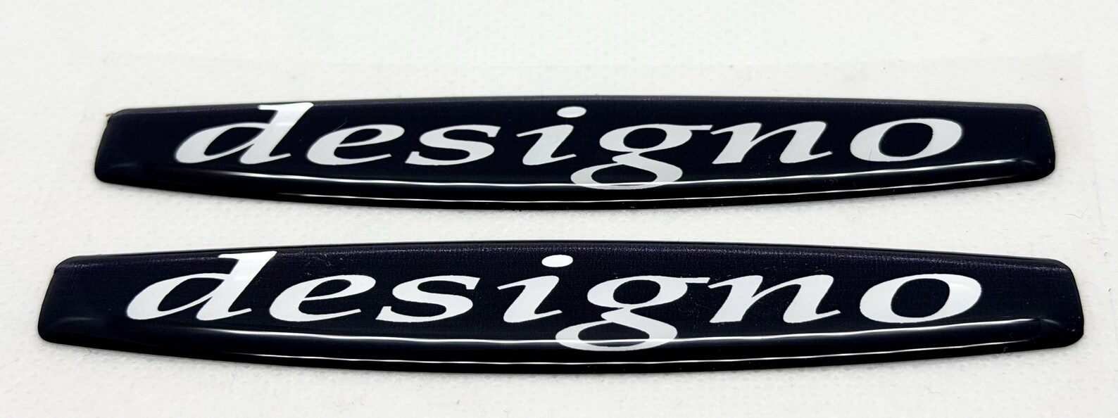 Designo Car Emblem - 2pcs 70x13mm 3D Domed Gel Sticker | Black Chrome ...