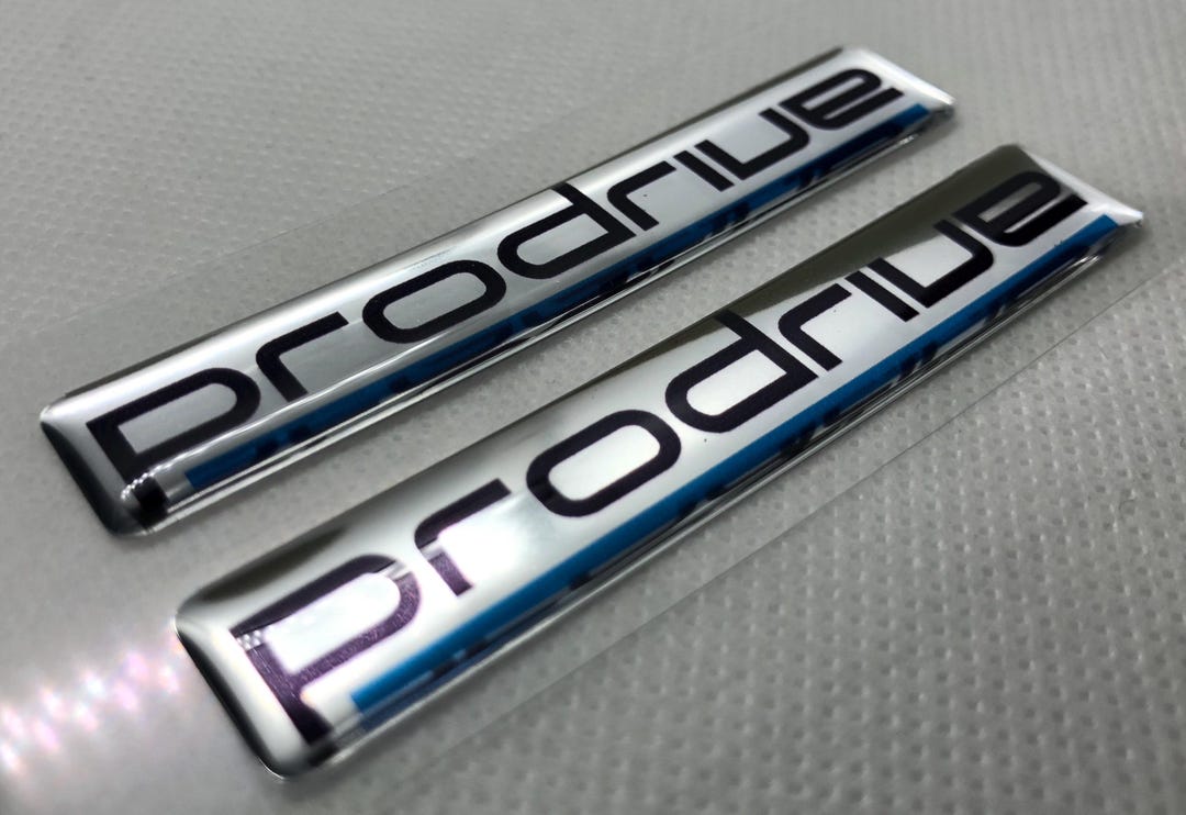 Prodrive Logo 3D Domed Gel Stickers | 73x13mm Black Silver Decals ...
