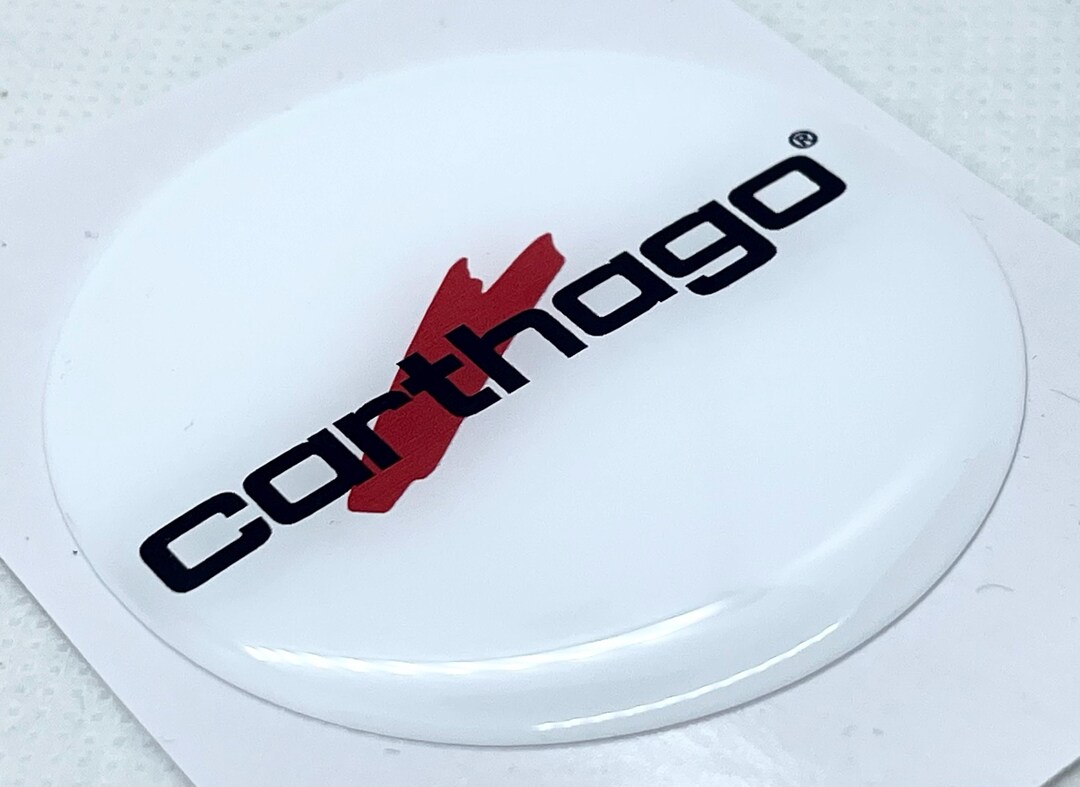 Carthago Logo 3D Domed Gel Stickers | 60mm Round White & Black Decals ...