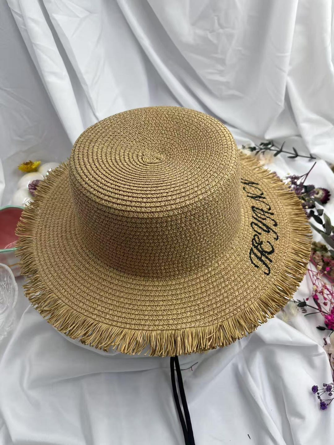 Custom Bride Sun Hat / Summer Wide Brim Straw Hat / Visor Hats for ...