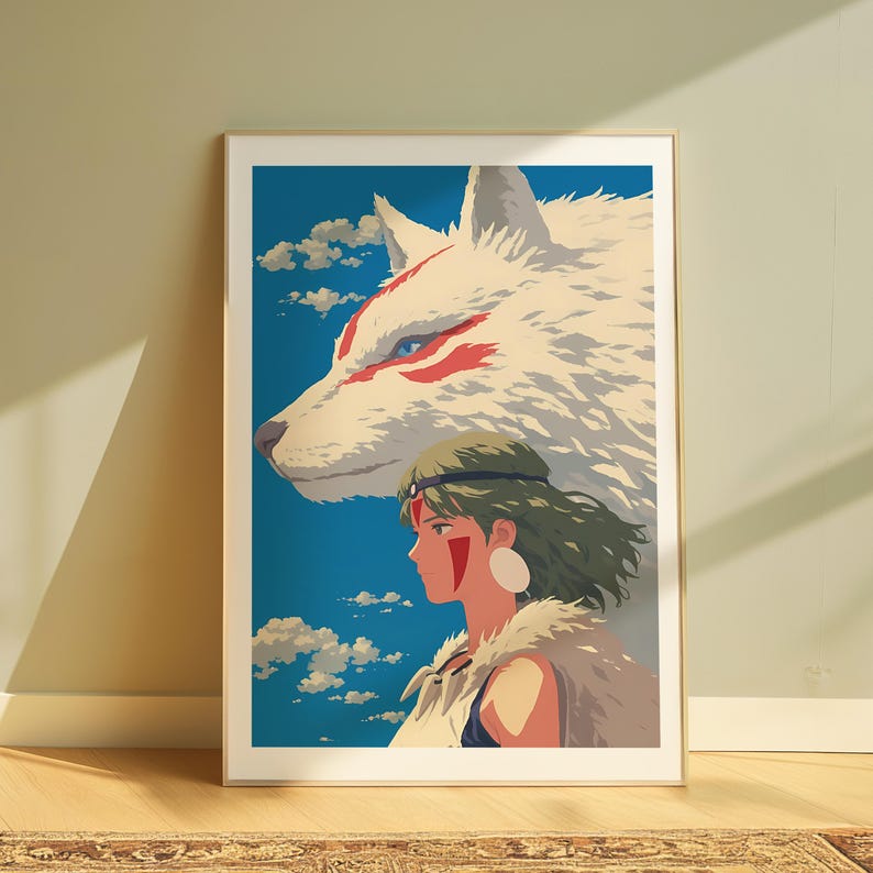 Princess Mononoke Digital Poster, Studio Ghibli Wall Art, Miyazaki ...