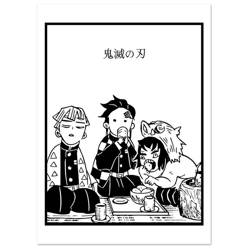 Demon Slayer Trio Poster: Zenitsu, Tanjiro & Inosuke Art Print, Anime ...