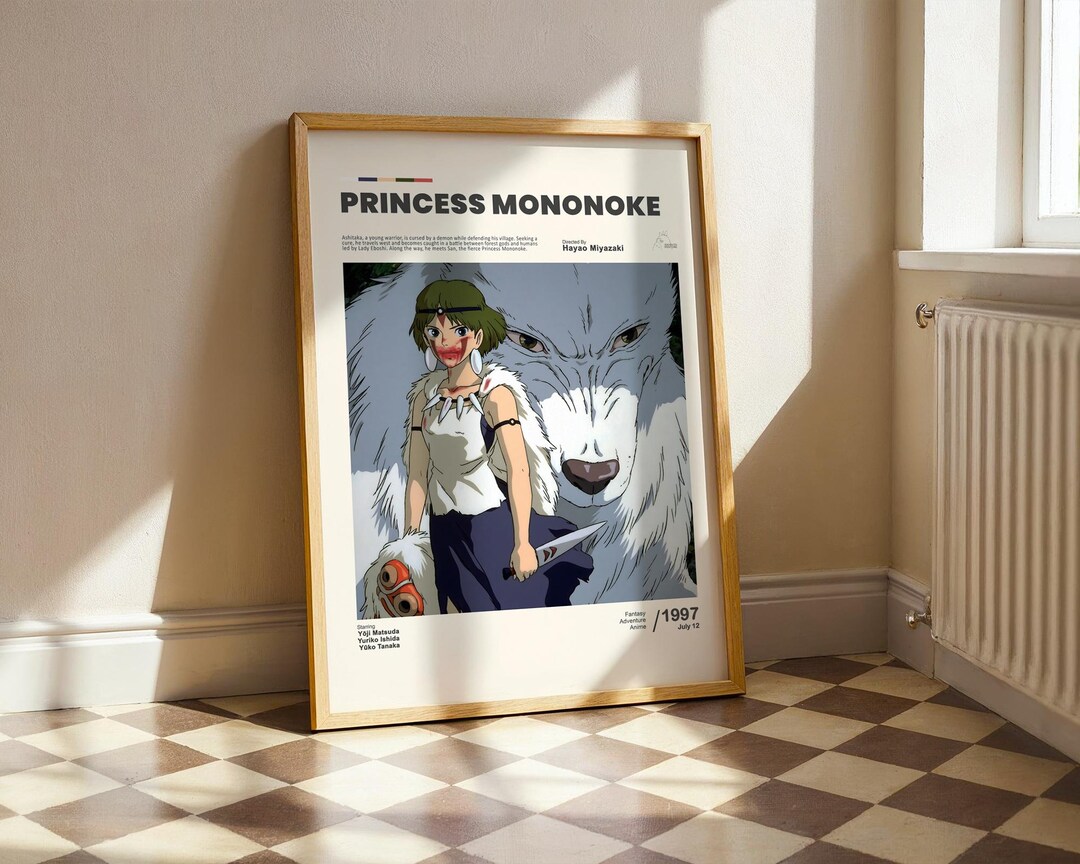 Princess Mononoke Movie Poster, Hayao Miyazaki Anime Art Print, Fantasy ...