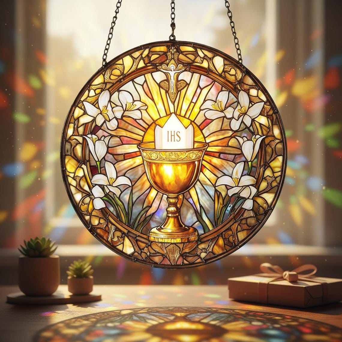 Sacred Eucharist Resin Suncatcher, First Holy Communion Gift, Religious ...