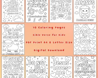 Cute Bible Verse Coloring Pages for Kids Christian Scripture Printable ...