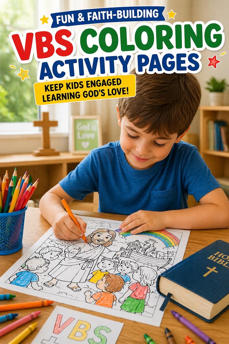 Christian Sunday School Activity Pack for Kids | 10 Printable Coloring ...