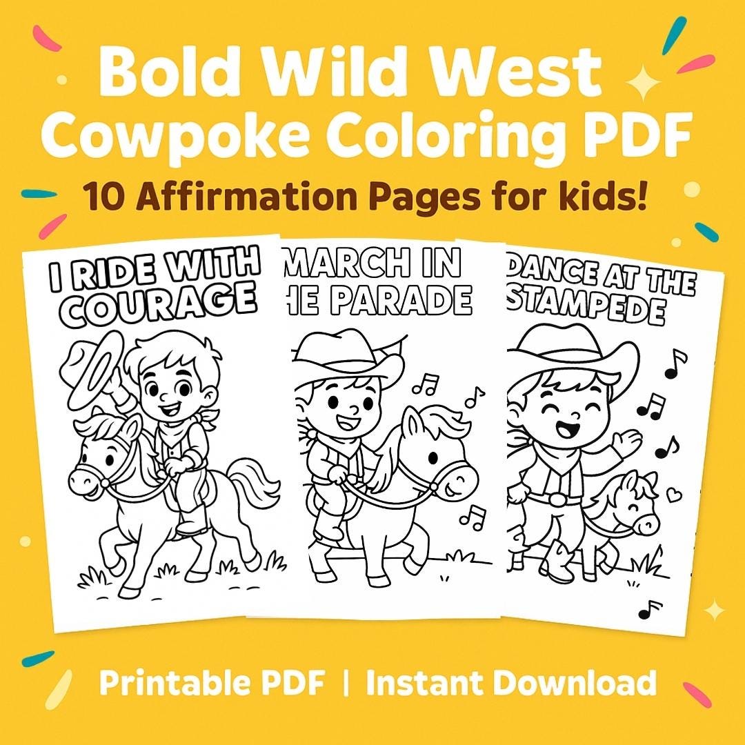 Little Cowboy Adventures Coloring Pages PDF – 10 Wild West Kids ...
