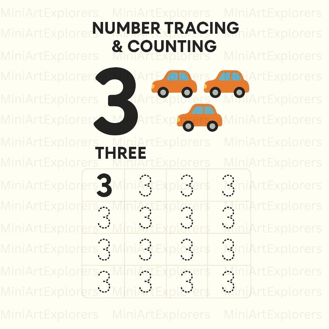 Number Tracing 1-10 Worksheets: Preschool Learning (PDF Download) - Etsy