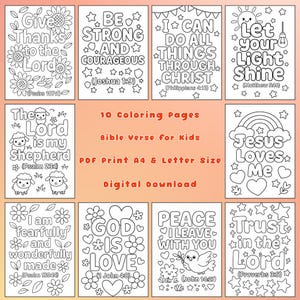 Cute Bible Verse Coloring Pages for Kids Christian Scripture Printable ...