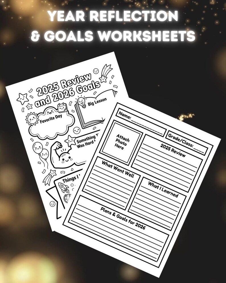 Printable Year in Review | Goal Setting Worksheet for Kids | Black ...