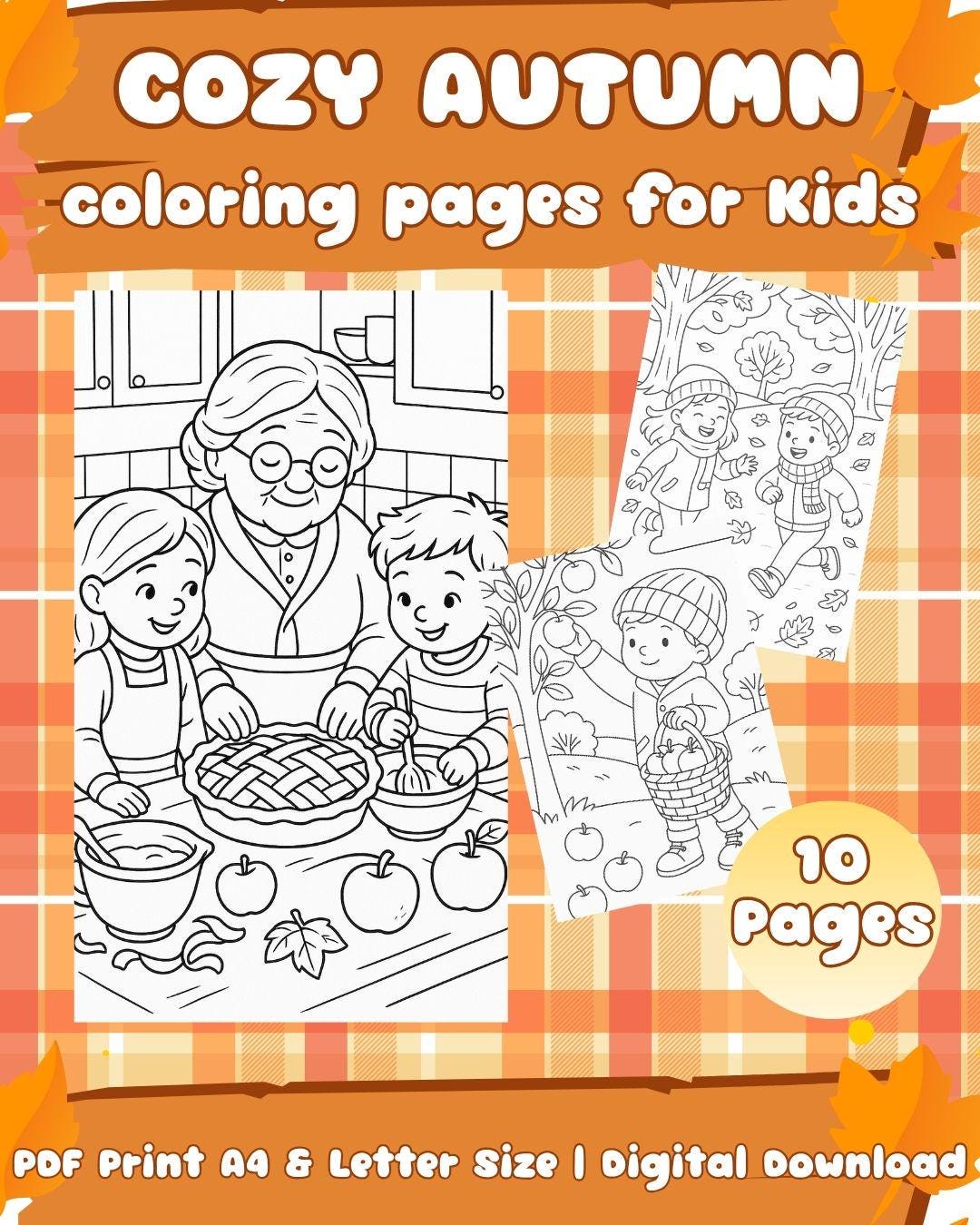 Cozy Autumn Coloring Pages for Kids: Fall Animals & Scenes (printable ...