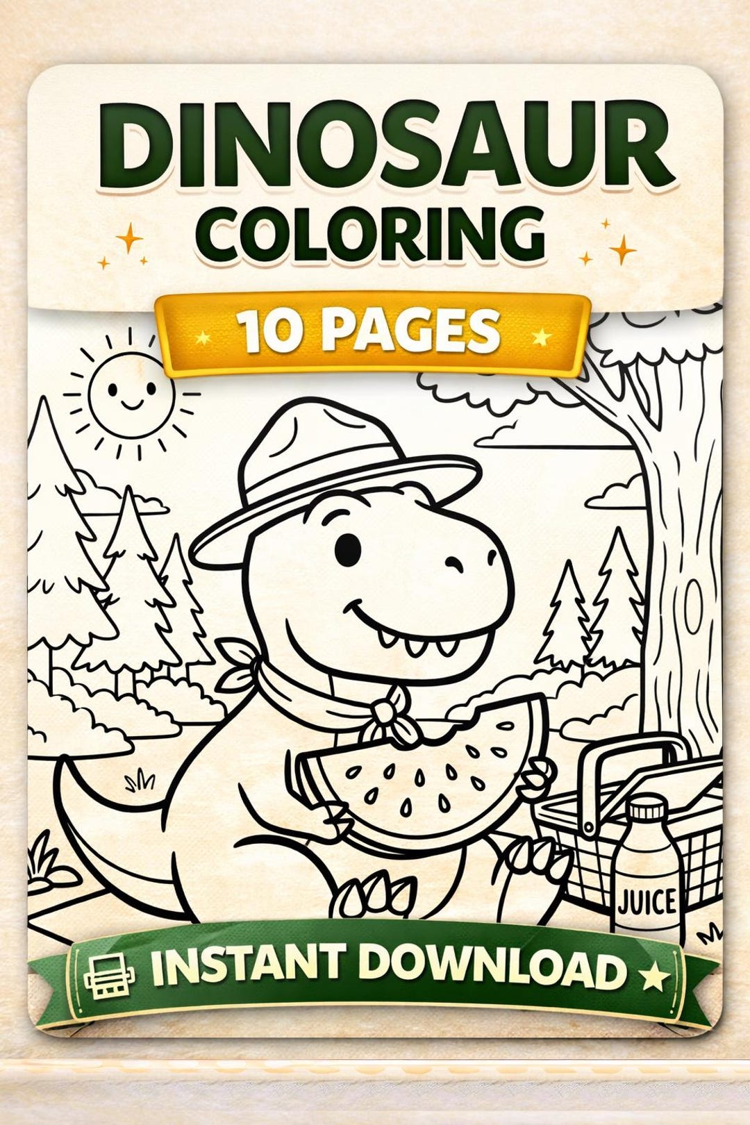 Dinosaur Adventure Coloring Pages | Kids Printable PDF (10 Pages) - Etsy