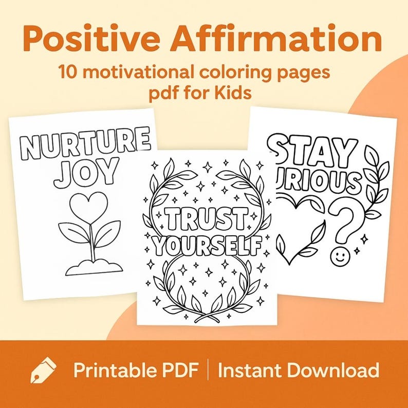 Positive Affirmation Coloring Pages for Kids – 10 Motivational ...