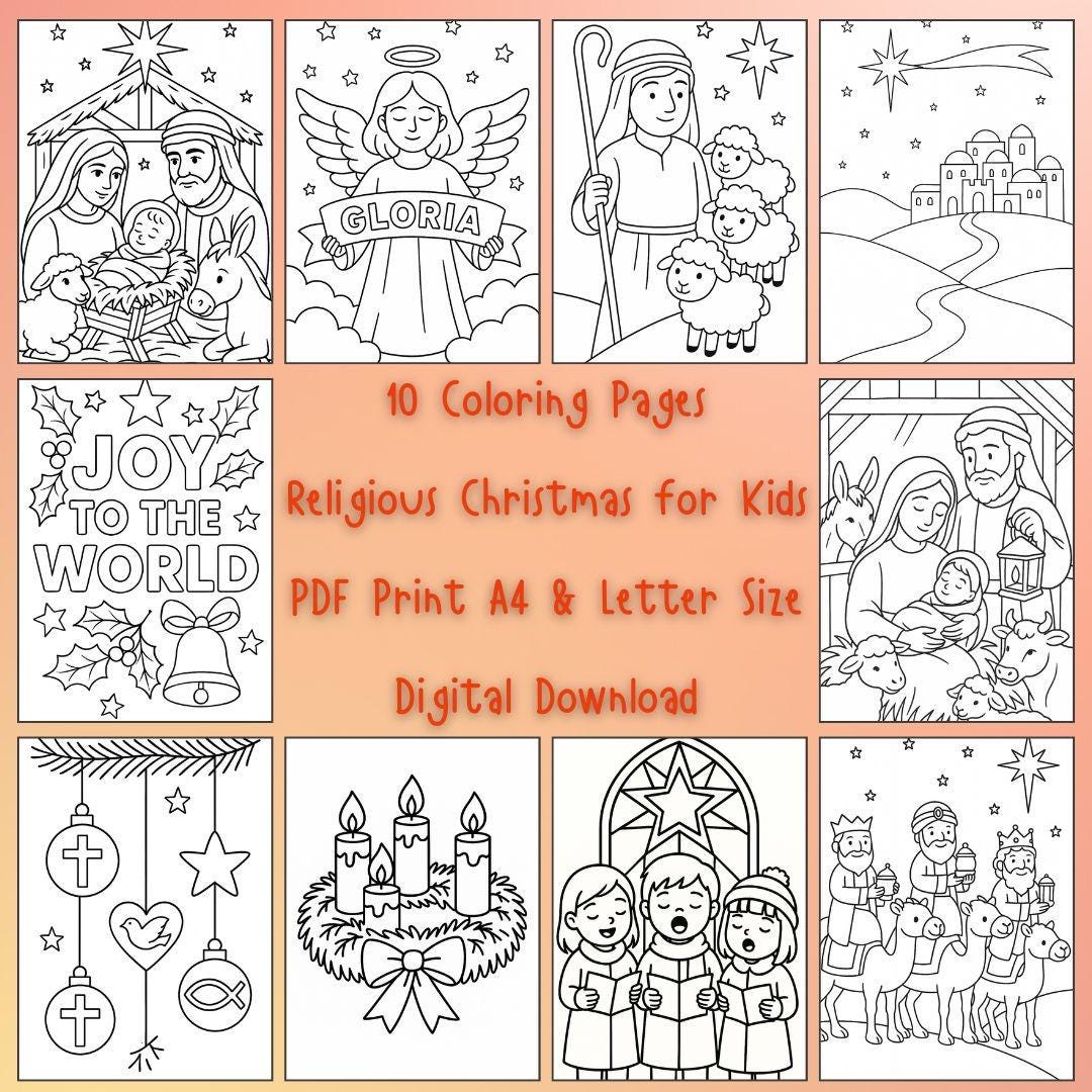 10 Religious Christmas Coloring Pages for Kids Nativity and Christian ...