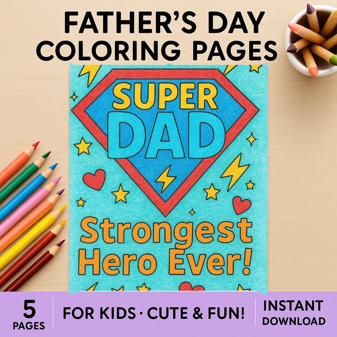 Father’s Day Coloring Pages for Kids – Super Dad Printable Activity ...
