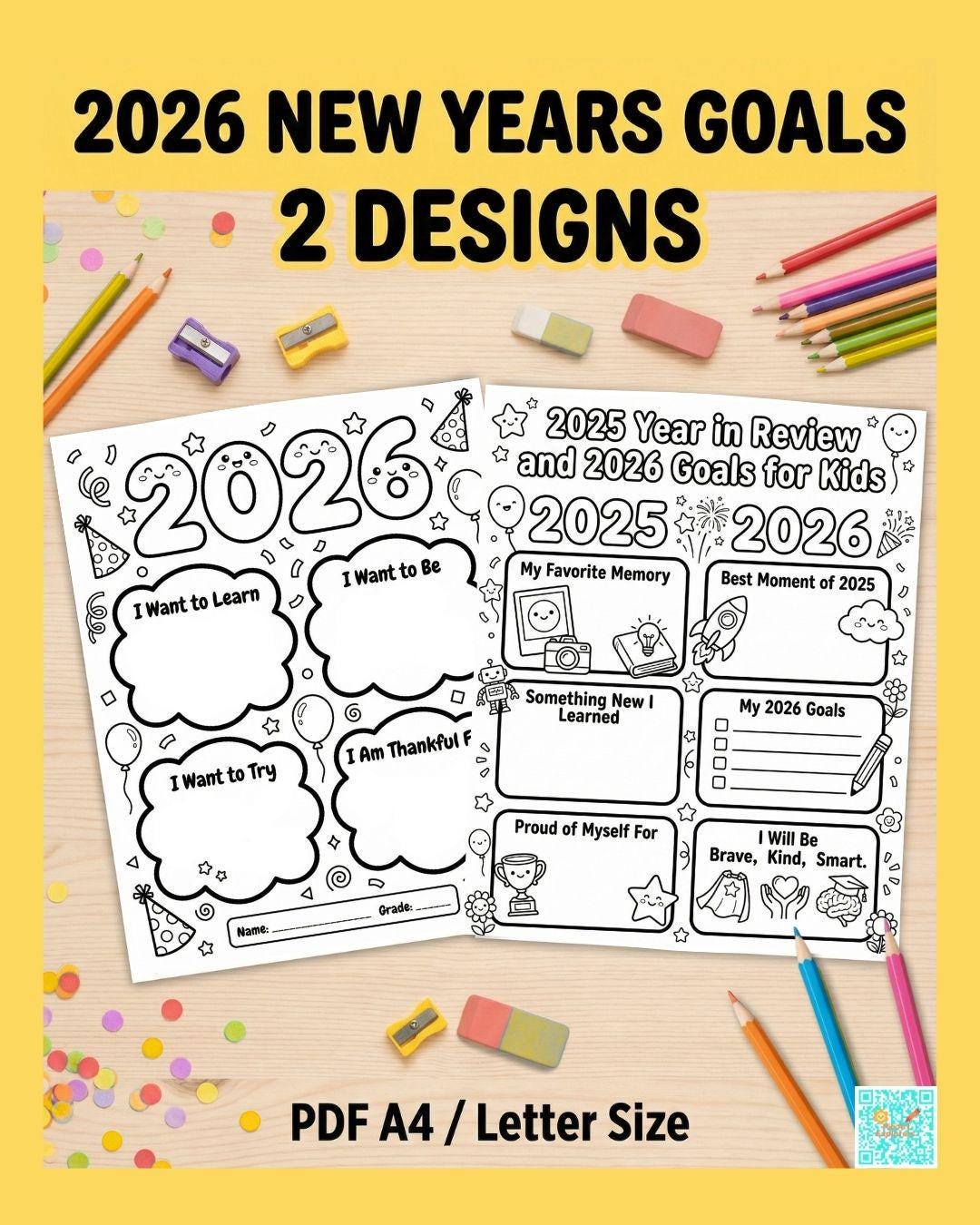 Objectifs du Nouvel An 2026 à imprimer, feuille de calcul résolutions à ...