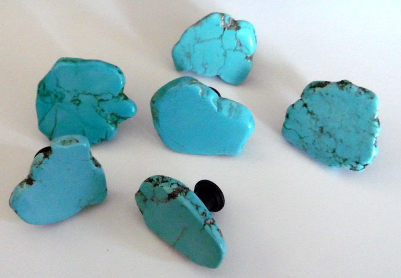 Large Turquoise Cabinet Pulls Knobs - Southwest Style Bohemian Design ...