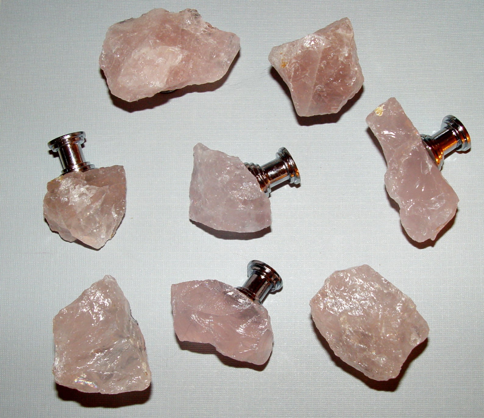 Rose Quartz XX Quality Gemstone Drawer Pull Knobs Pulls Custom Cut Raw ...